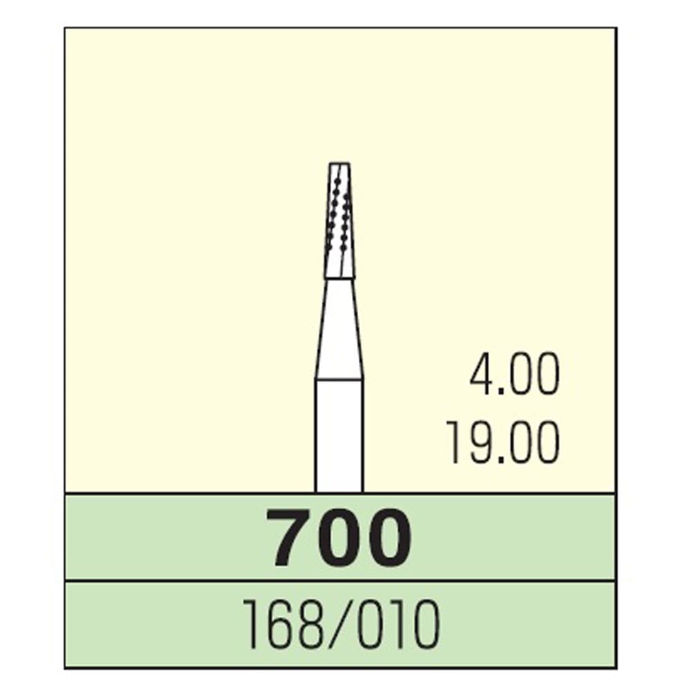 Mani Carbide Bur FG Tapered Fissure Fig 700 Cross Cut, 168 010 - Pack 10