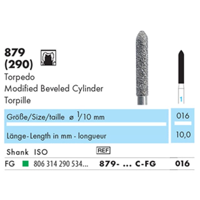 NTI Diamond Bur FG Torpedo 879 - Pack 5