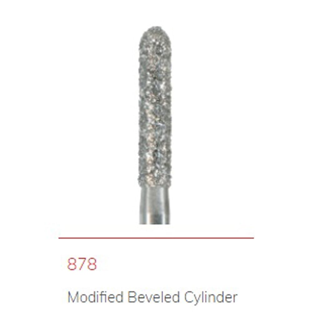 NTI Diamond Bur FG Torpedo Modified Beveled Cylinder 878 - Pack 5