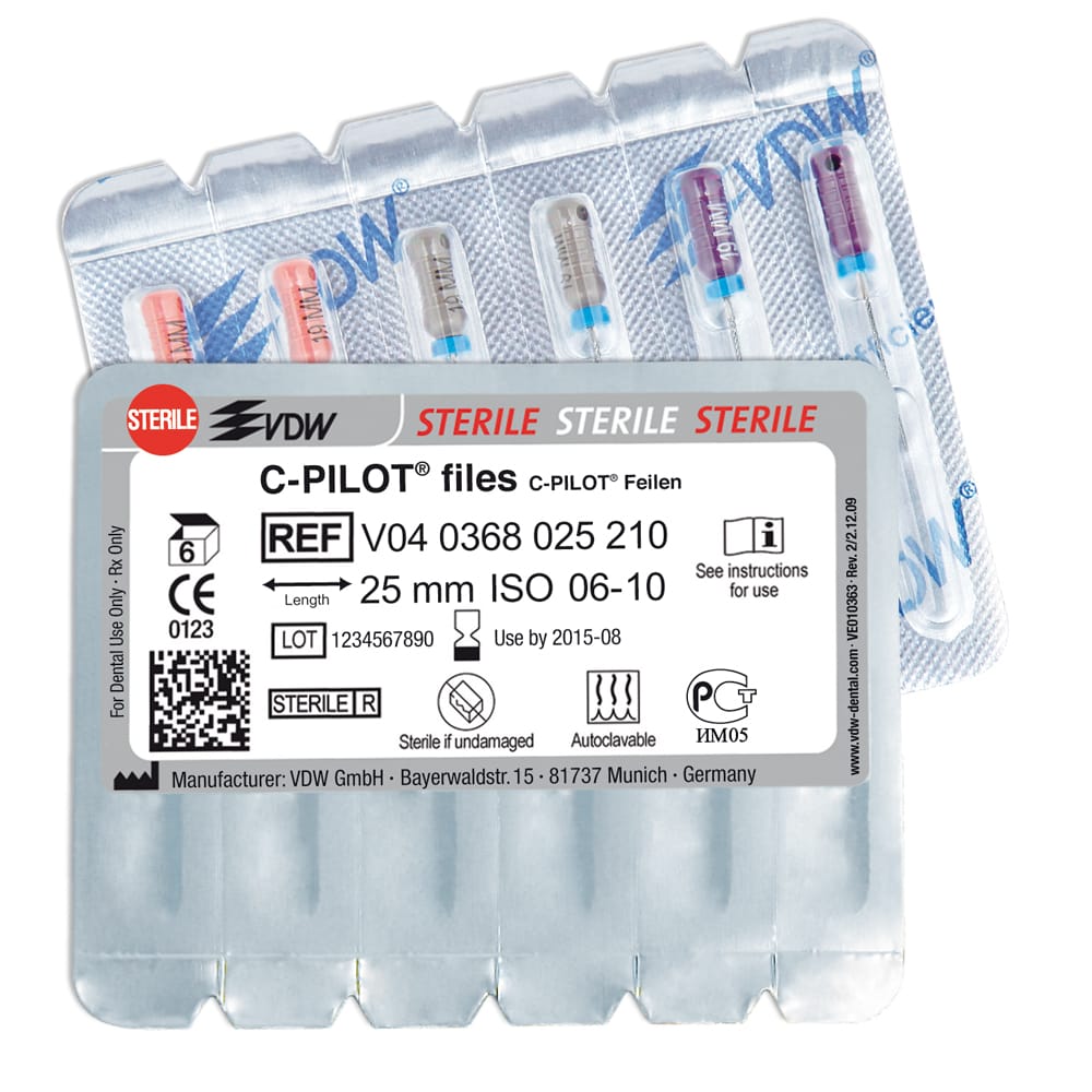 VDW C-Pilot File Sterile Stainless Steel CC 19mm - Pack 6