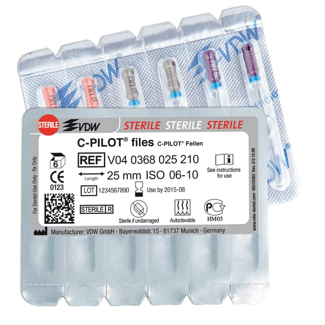 VDW C-Pilot File Sterile Stainless Steel CC 19mm - Pack 6
